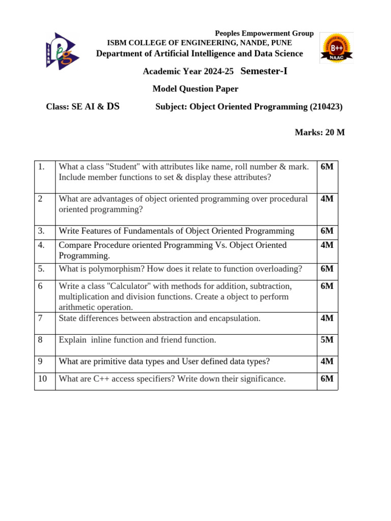 Model Question Paper Unit 1 | PDF