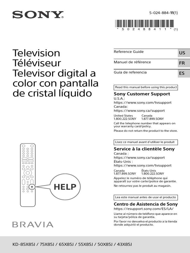 Sony Kd85j RefMan (EN) | PDF