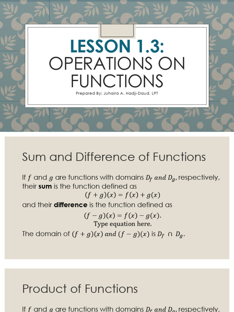 Lesson 1.3 Operations on Functions | PDF