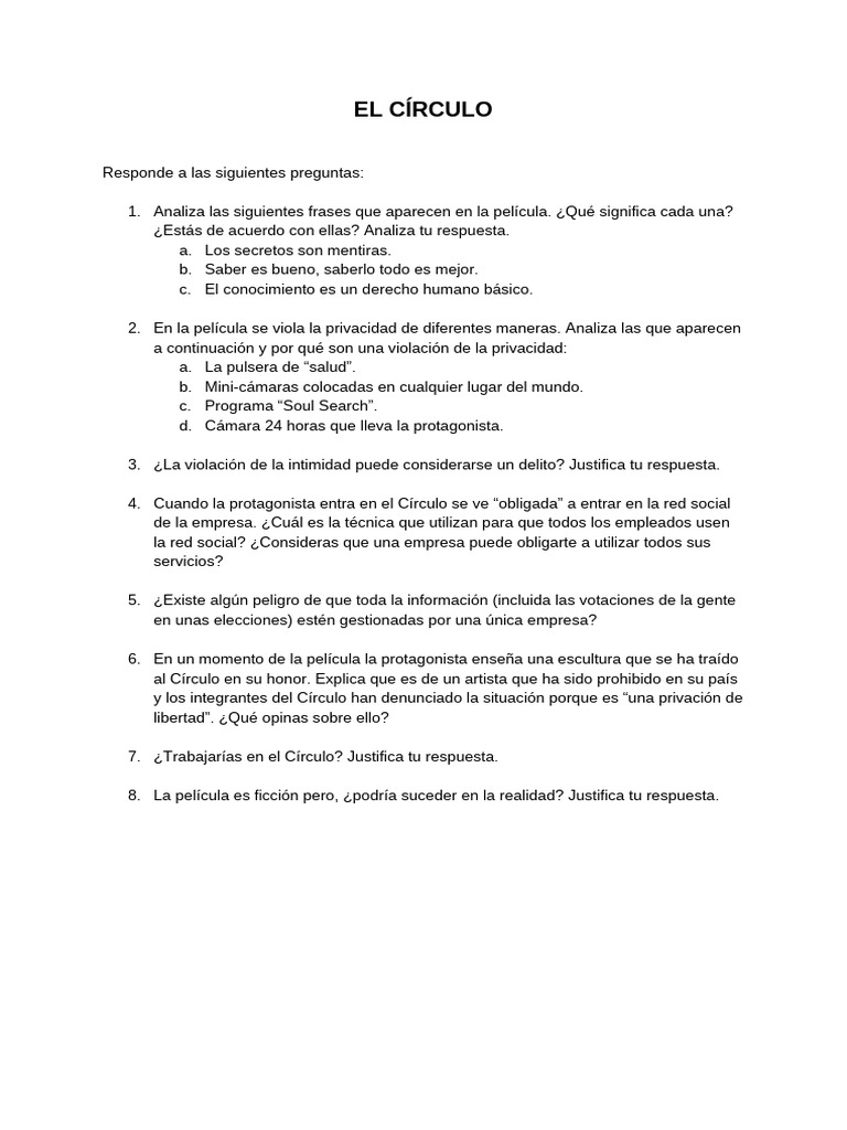 Ficha Película. El Círculo | PDF