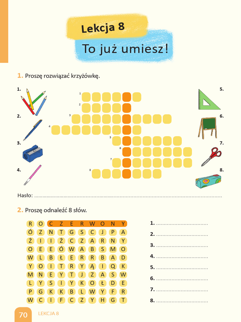 Klasa 5 Lekcja 8 Poziom A1 | PDF