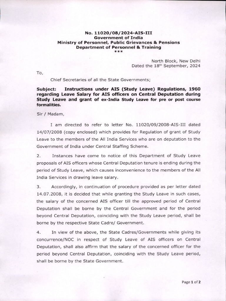 pre-post-leave-salary-during-study-Leave | PDF