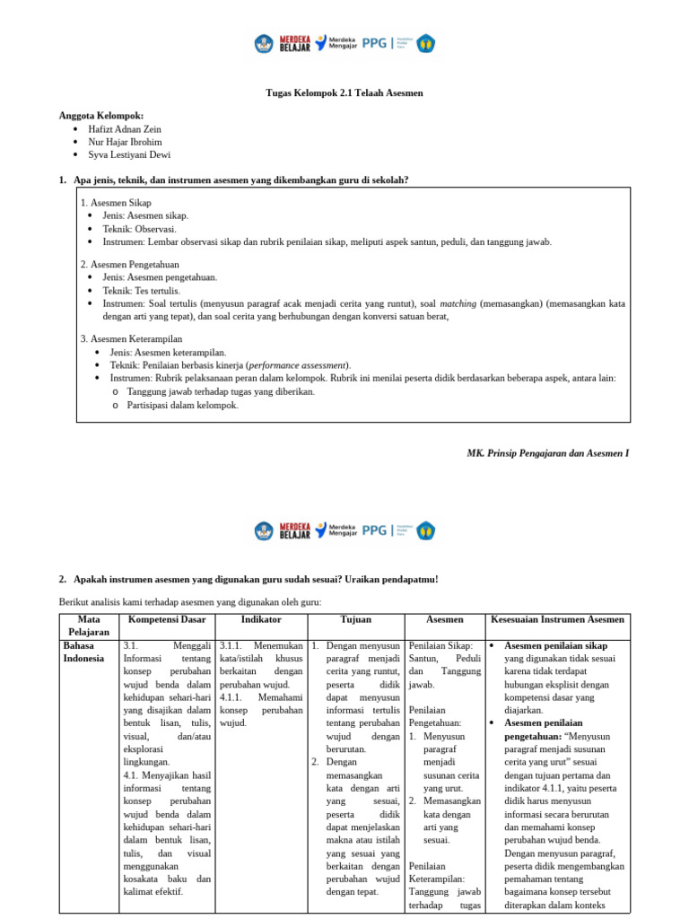 Perbaikan Asesmen TK.2.1 Menelaah Asesmen | PDF