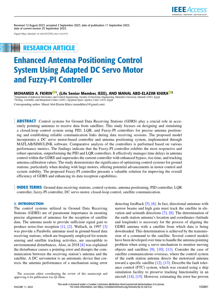 Enhanced Antenna Positioning Control System Using Adapted DC Servo ... Enhanced Antenna Positioning Control System Using Adapted DC Servo ...