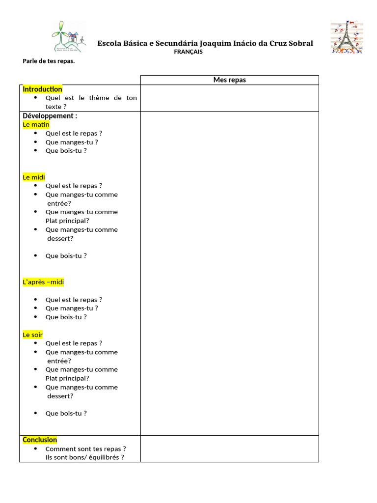 Révision - Composition Sur Les Repas | PDF