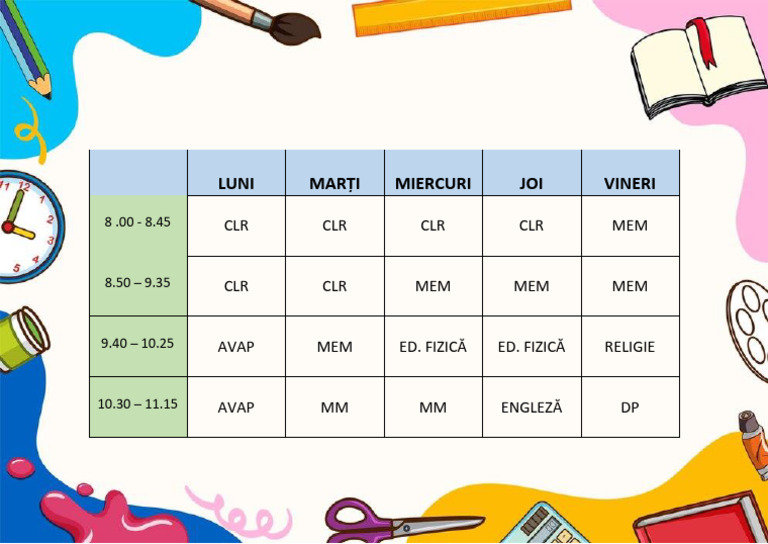ORAR CLASA A II-a | PDF