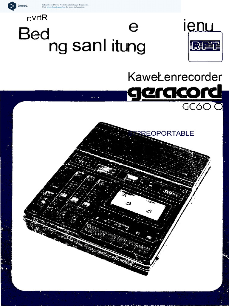 Rft-Gera - gc6010 - Portable - Cassette - Stereo - Recorder - Usr - SM en | PDF