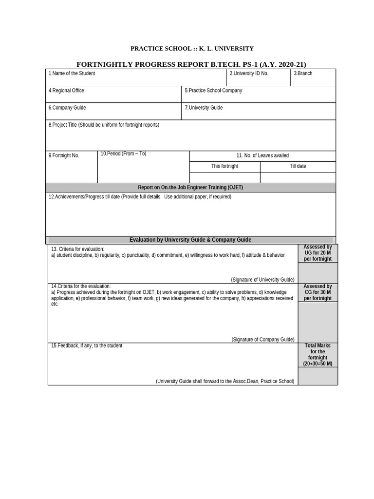 Fortnightly-Progress-Report-B.Tech-2016 2 | PDF | Psychology | Cognition