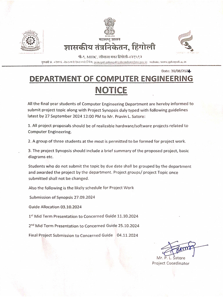 Notice - Project Group Co5i | PDF