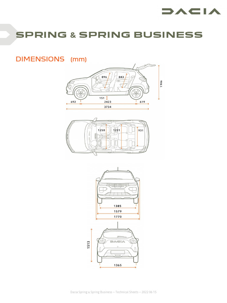 Dacia Spring - Technical Specifications | PDF | Trunk (Car) | Battery ...