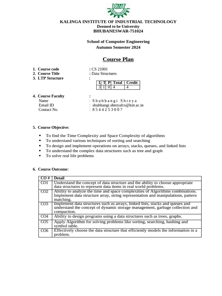 DSA Course Handout - 2024 - Modified - Short | PDF