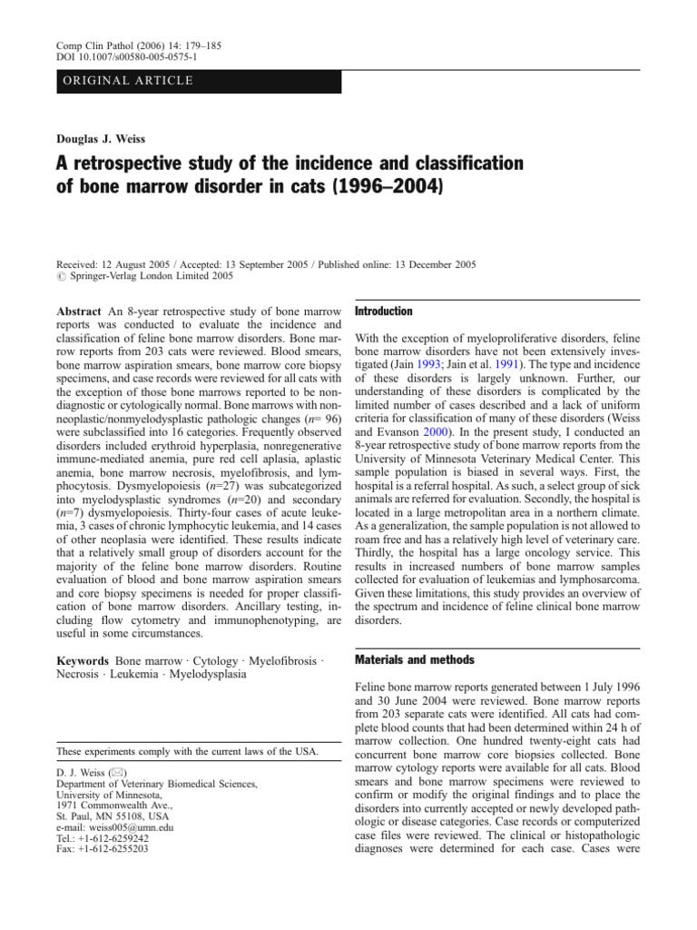 A Retrospective Study of Bone Marrow Disorders in Cats | PDF