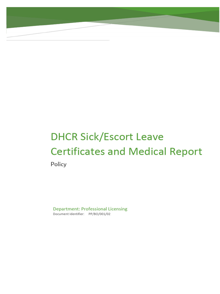 DHCR Sick Leave & Medical Report Policy | PDF | Medical Diagnosis ...