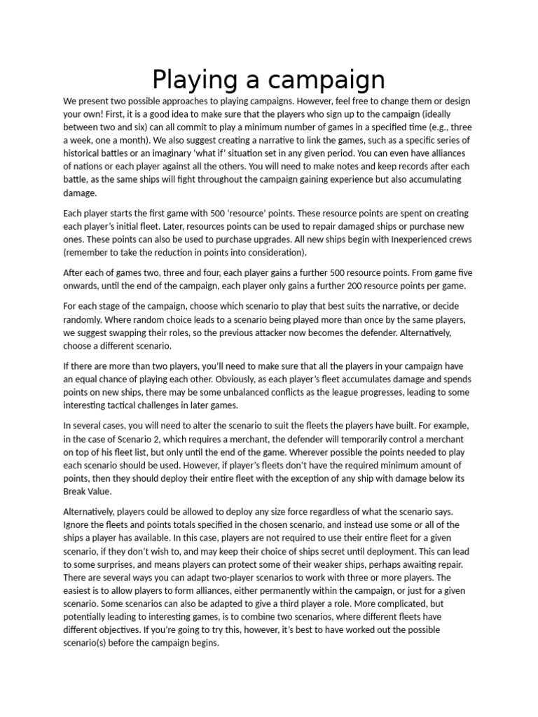 Campaign Rules | PDF