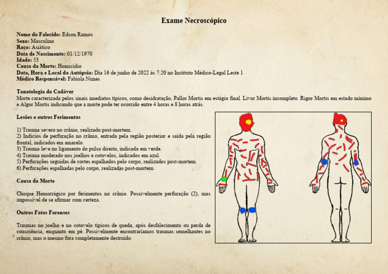 Exame Necroscópico - Edson Ramos | PDF