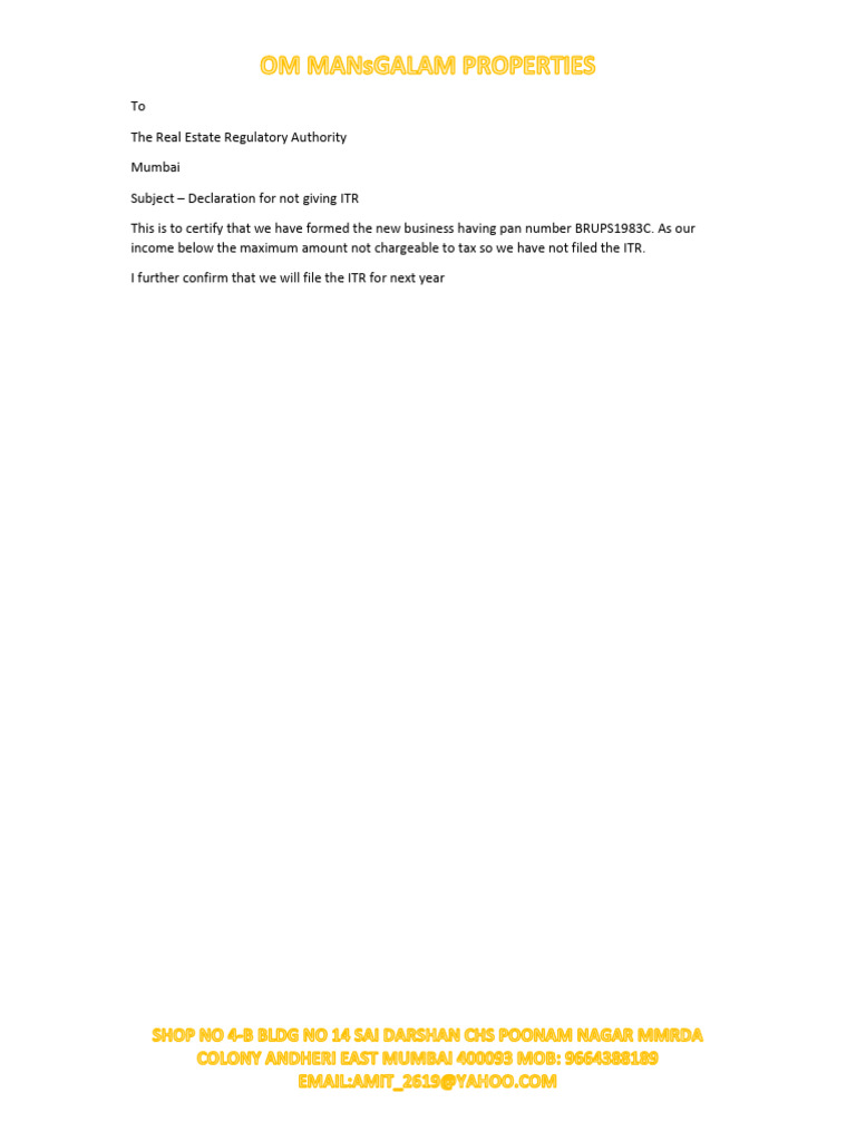 ITR Declaration | PDF