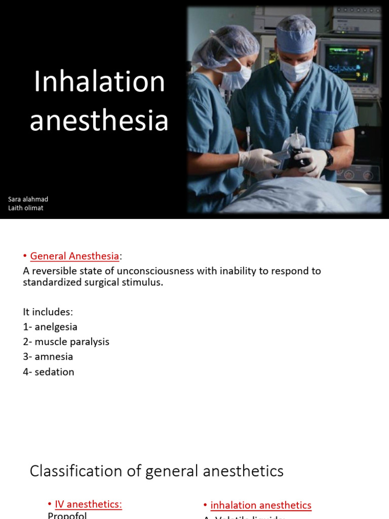 Inhalation Anesthesia | PDF