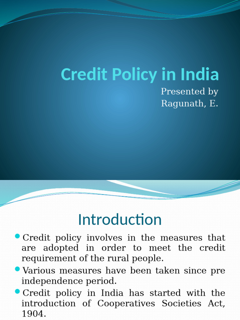Credit Policy in India | PDF