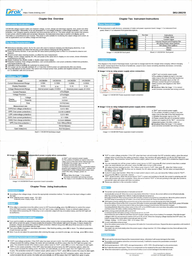 Drok VAC9020H Volt-Amp Meter | PDF
