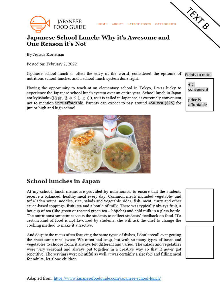 Japanese School Lunch | PDF