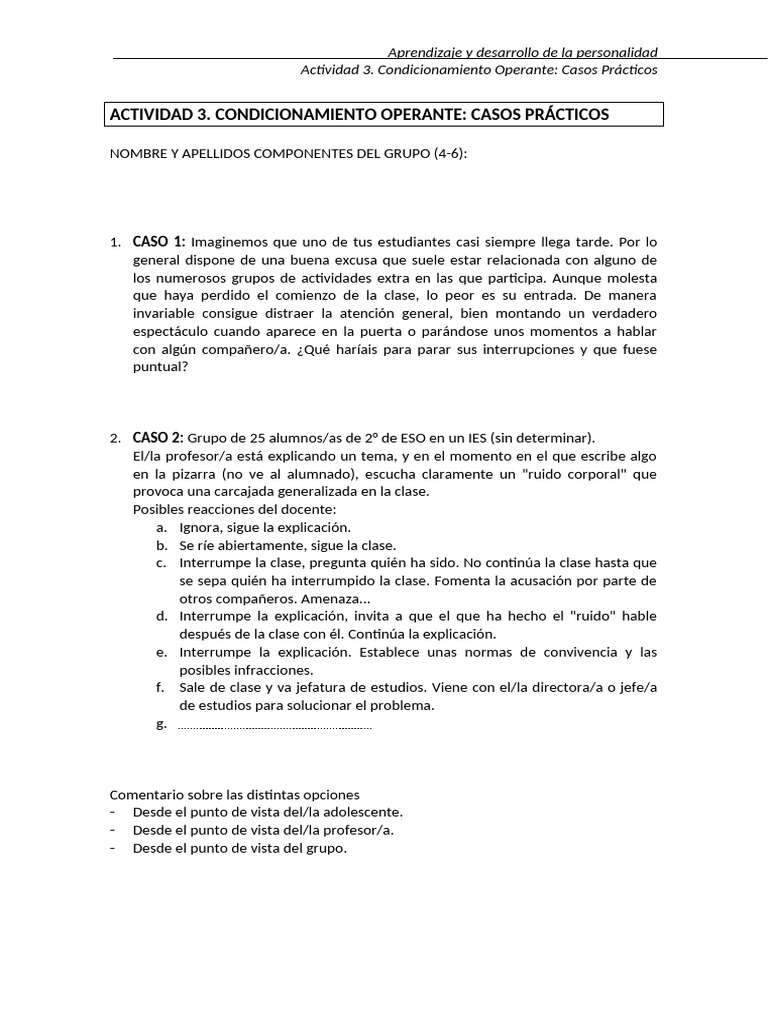 ACT3 Condicionamiento Operante 2 | PDF