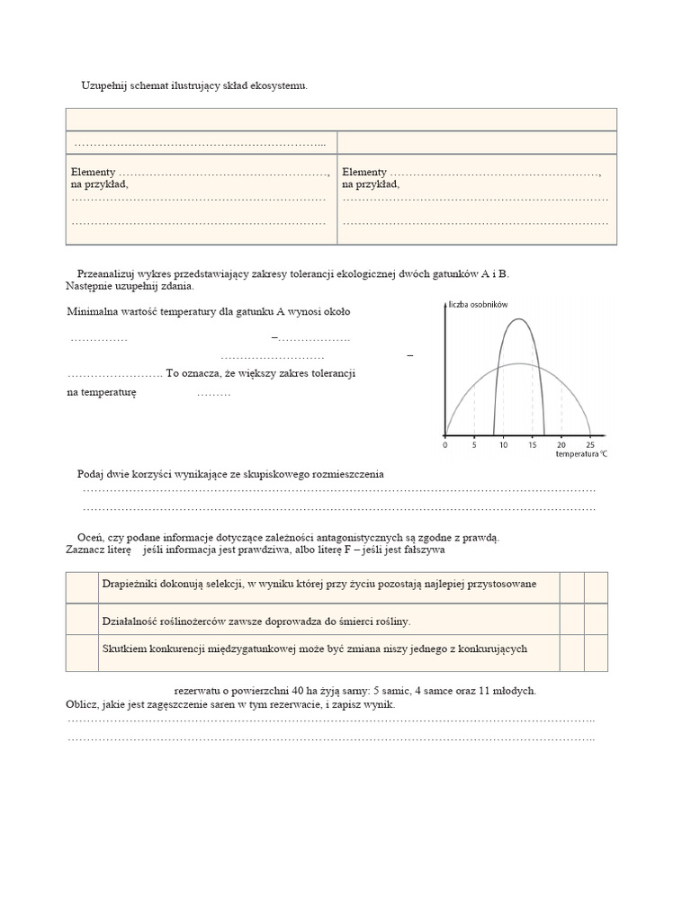 Test Po Dziale 3 Ekologia | PDF