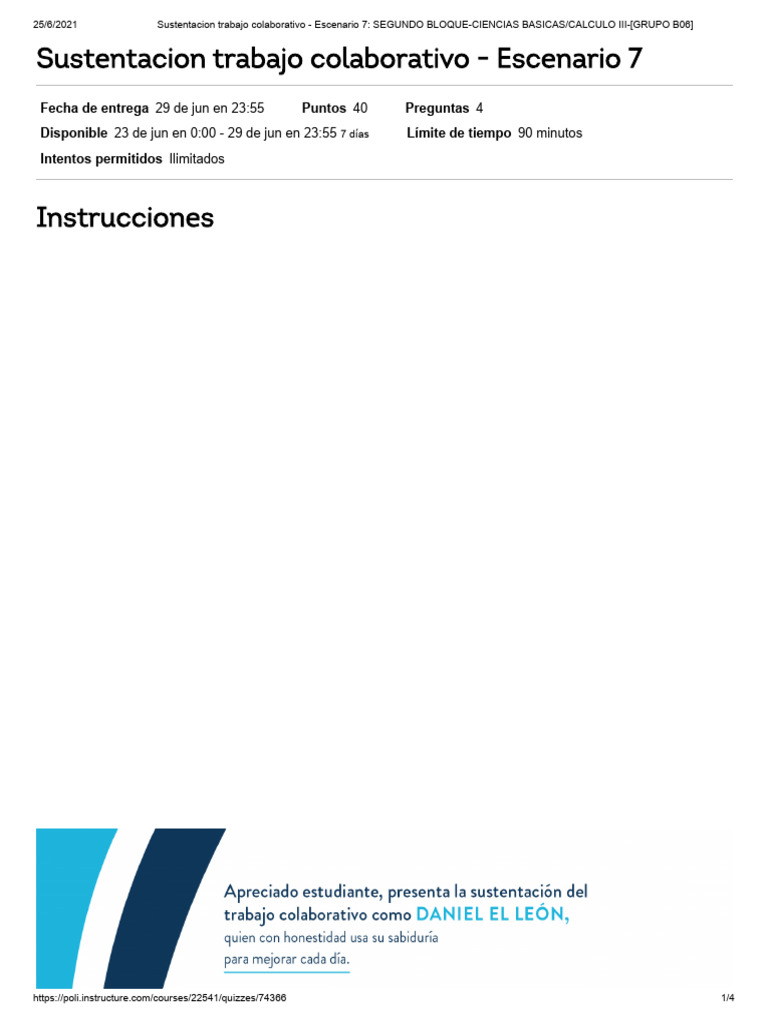 Sustentacion Trabajo Colaborativo - Escenario 7 - Segundo Bloque-Ciencias Basicas - Calculo III ...