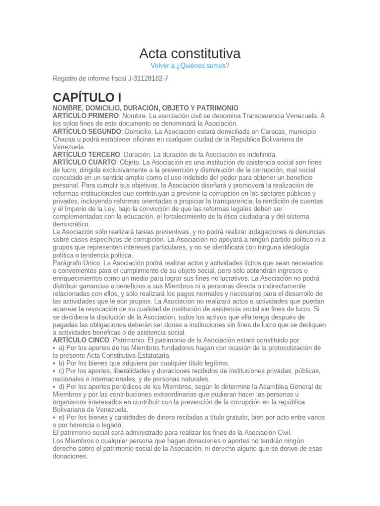 Acta Constitutiva de Asociacion Civil | PDF | Donación | Política