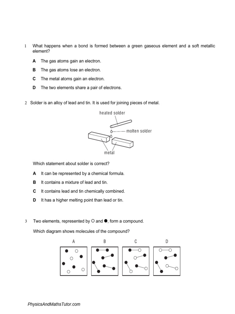 Bonding The Structure of Matter (Multiple Choice) QP 2 | PDF