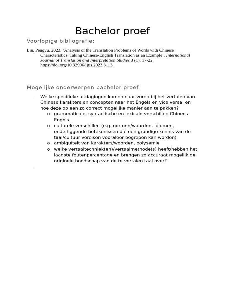 Bachelor Proef Ruwe Schets | PDF