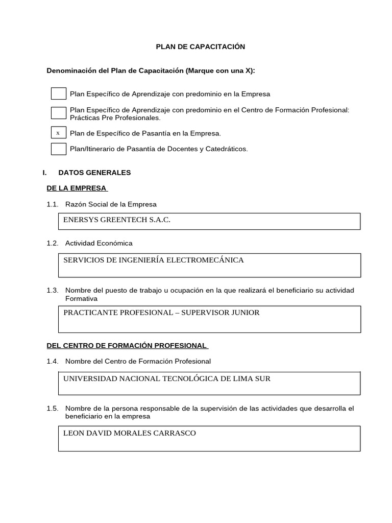 Plan De Capacitacion Pdf