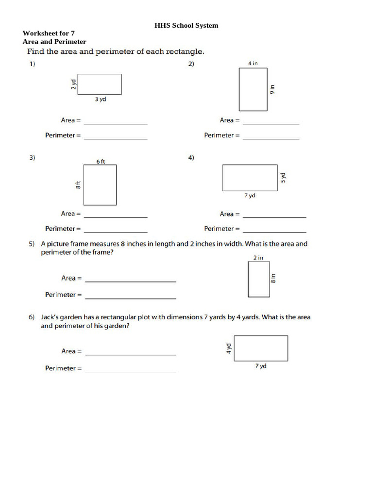 7 Area and Perimeter | PDF