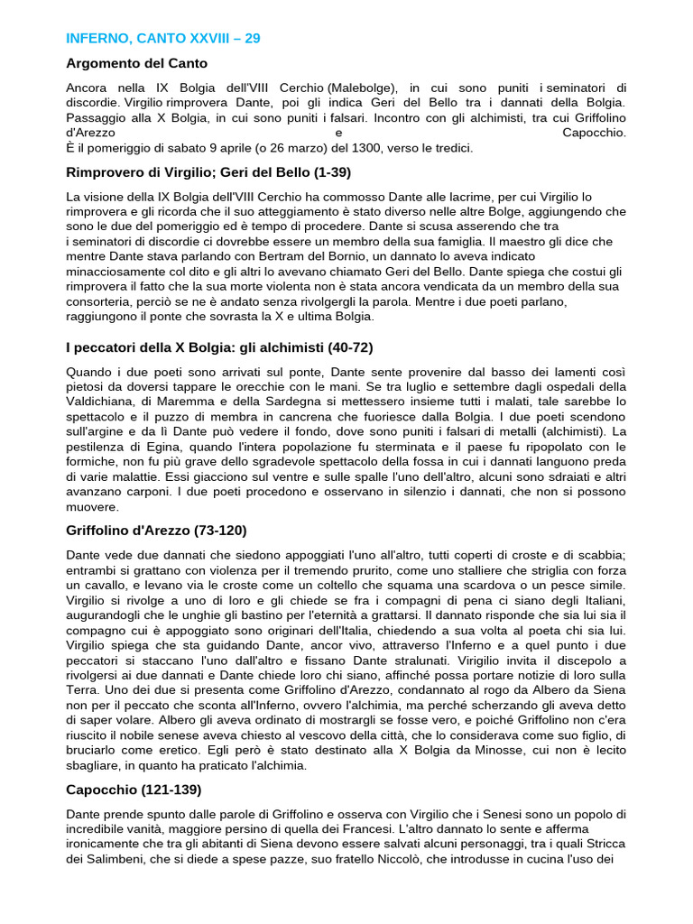 INFERNO CANTO 29 | PDF