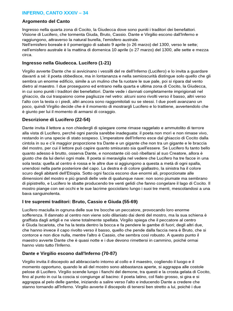 Inferno Canto 34 | PDF