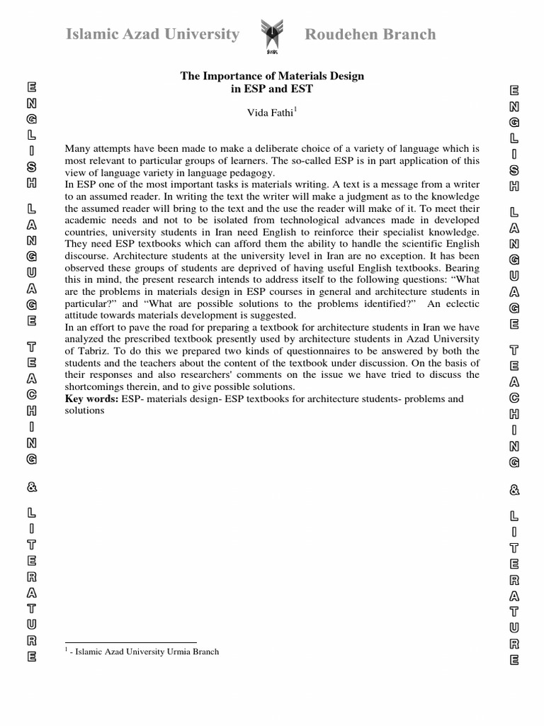 The Importance of Materials Design in EST (Fathi) | PDF