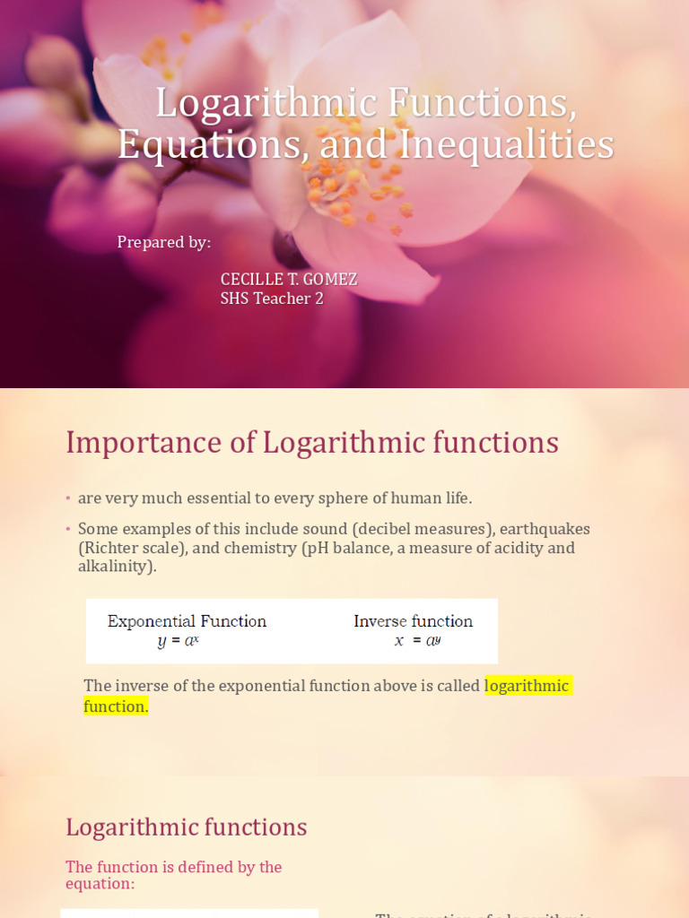 1.13.logarithmic Functions Equations and Inequalities | PDF