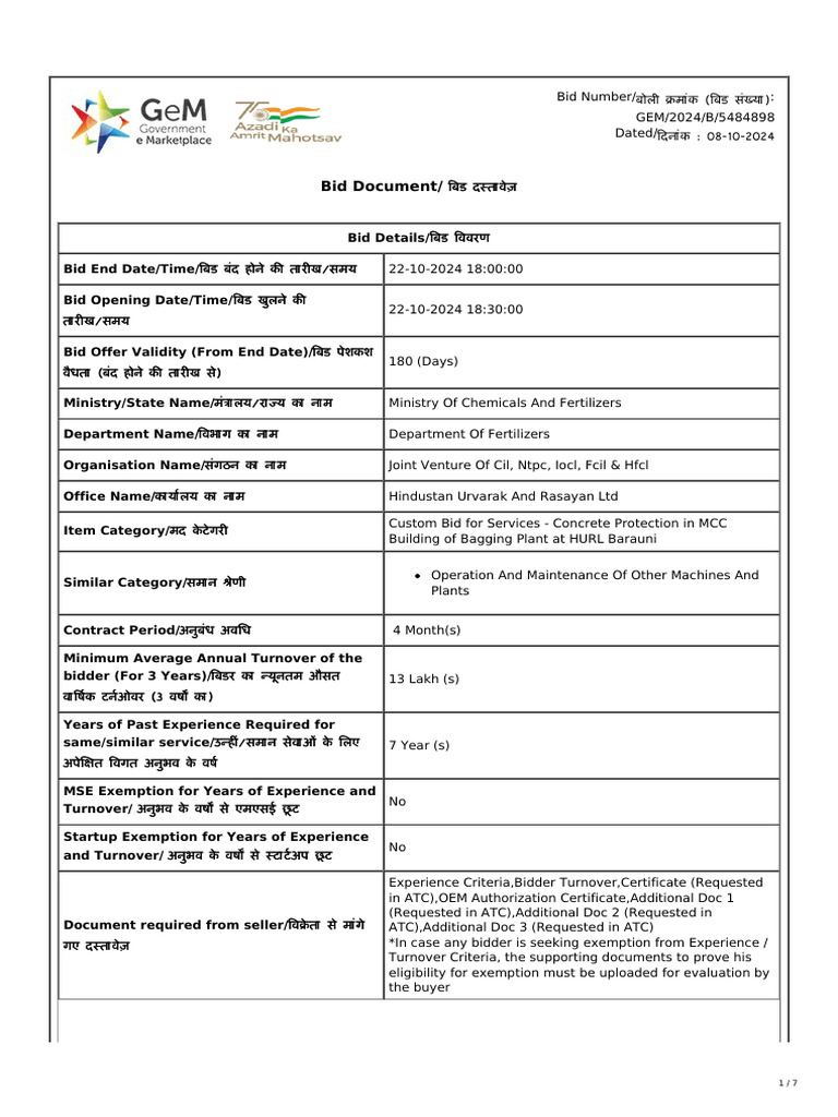 GeM Bidding 7000201 | PDF
