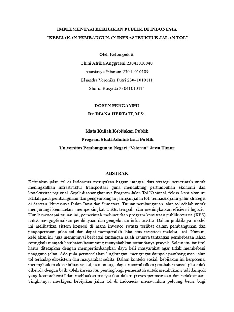 IMPLEMENTASI KEBIJAKAN PUBLIK DI INDONESIA | PDF