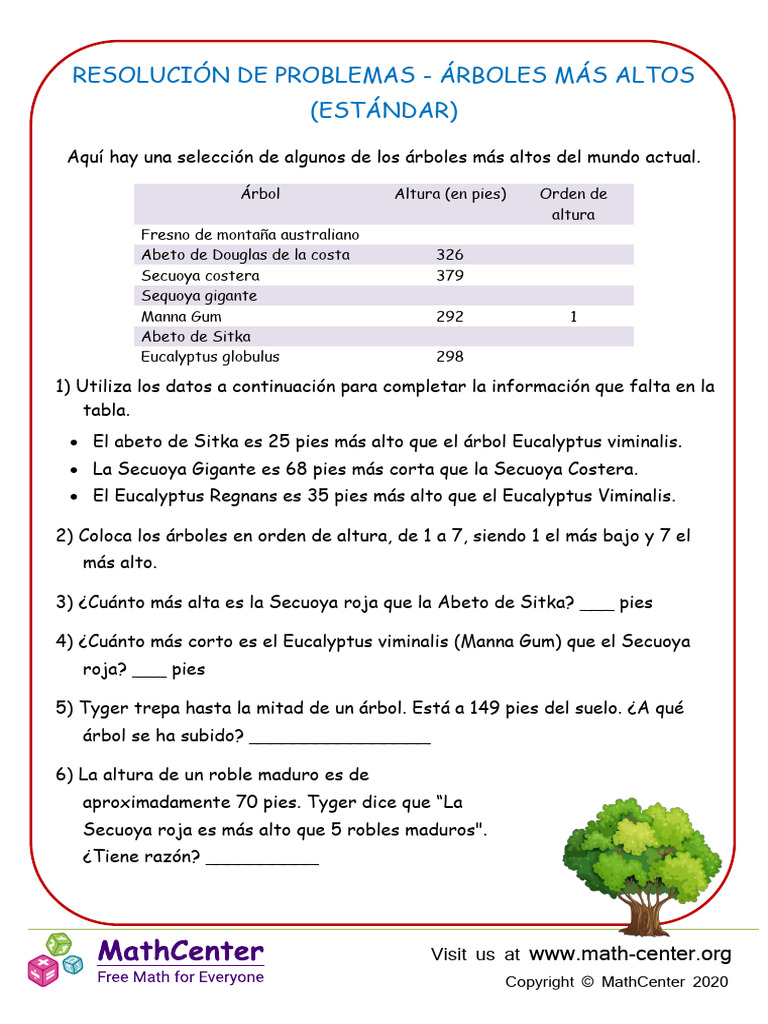Tallest Trees Standard Questions | PDF