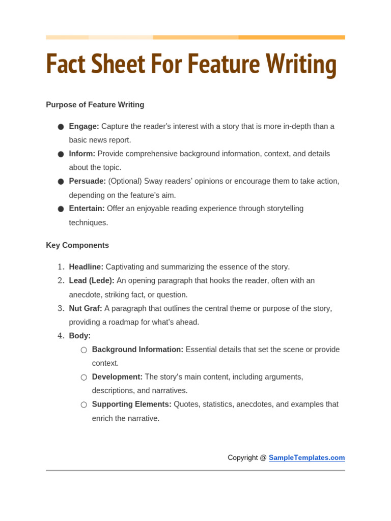 Fact Sheet For Feature Writing | PDF