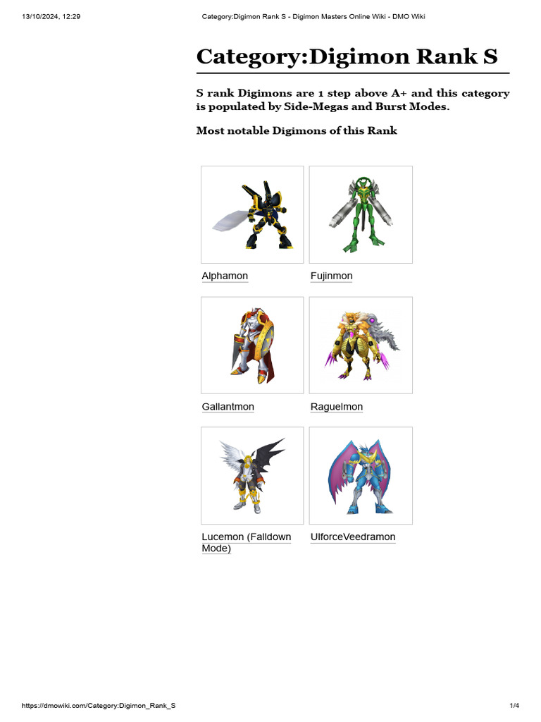 Category - Digimon Rank S - Digimon Masters Online Wiki - DMO Wiki | PDF