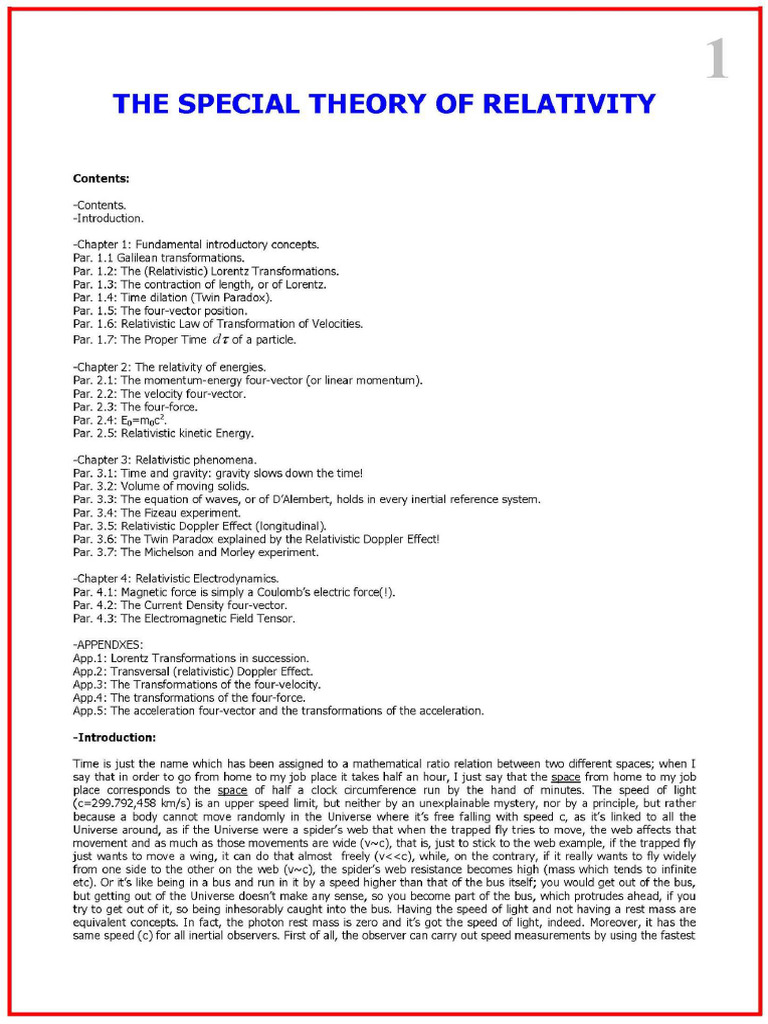 Specia Relativity | PDF
