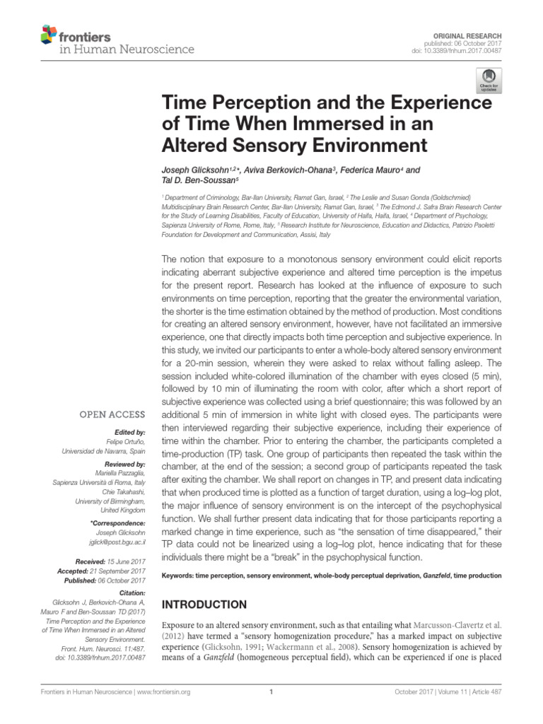 Time Perception and the Experience of Time... | PDF