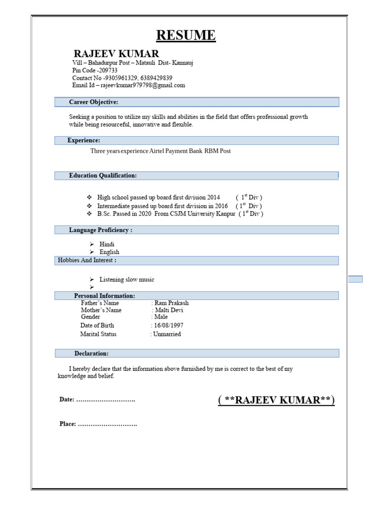 Rajeev Kumar Resume | PDF