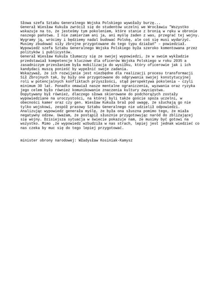 Prasówka v1 Wypowiedz Generała | PDF