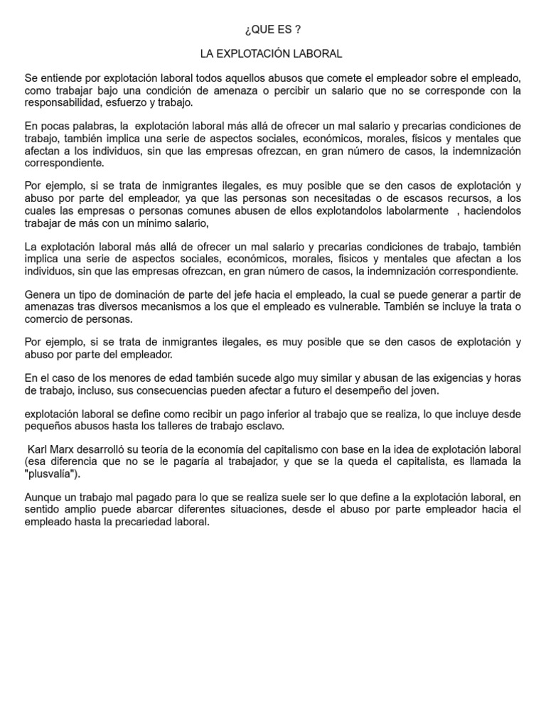 Explotación Laboral: Abusos y Consecuencias | PDF | Negocios | Ciencias ...