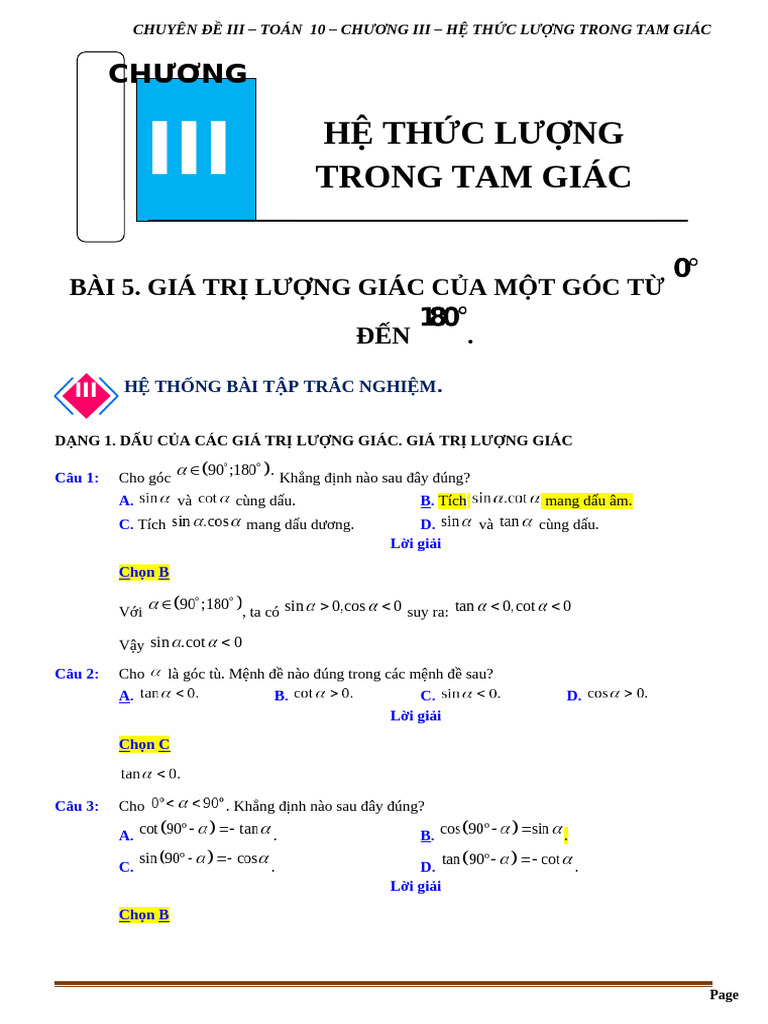 003.05.2 - Toan 10 - B5 - C3 - Giá Trị Lượng Giác Của Một Góc Bất Kì ...