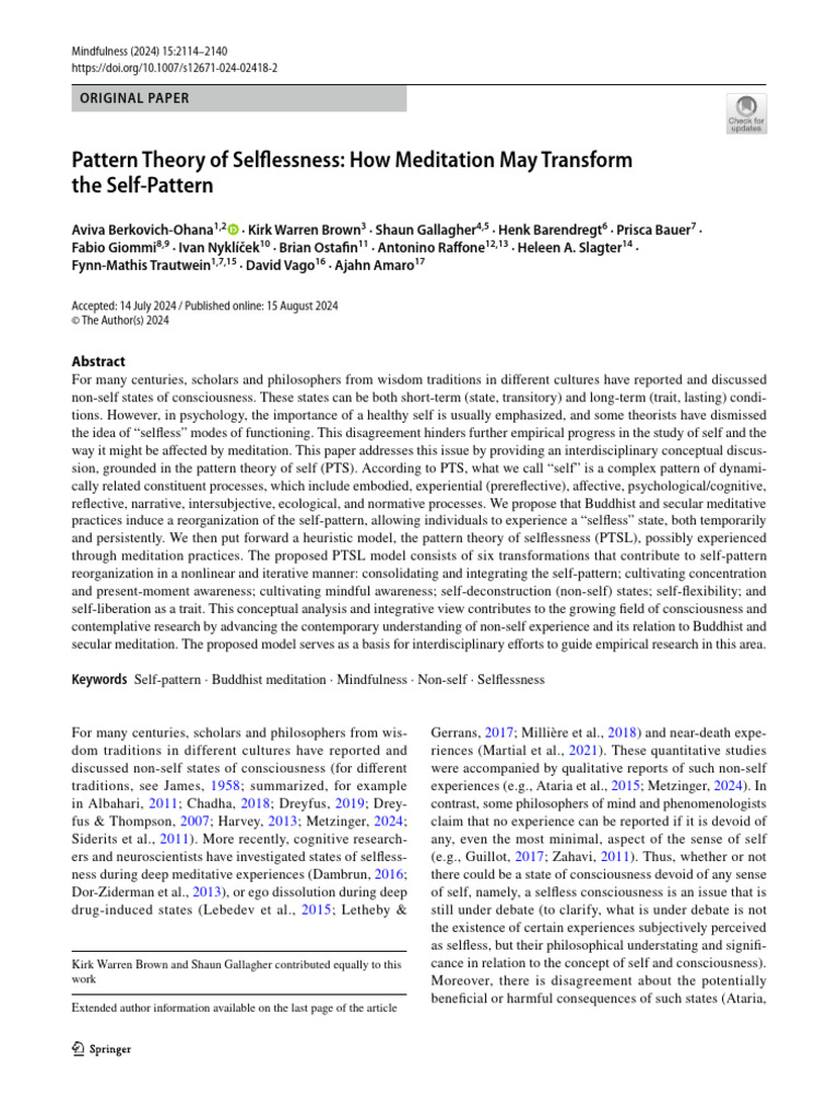 Pattern Theory of Selflessness | PDF