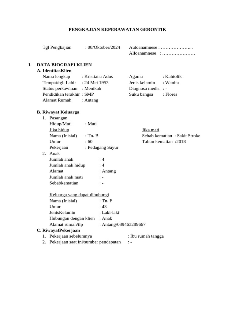 Pengkajian Gerontik Maria Ivoni | PDF