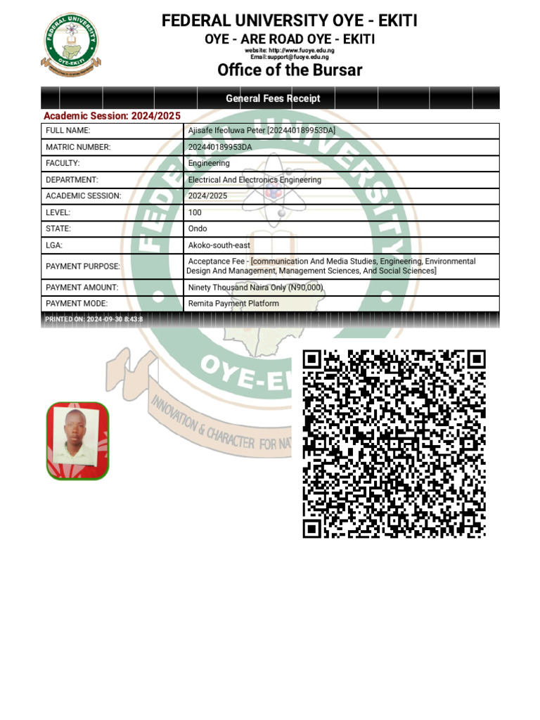 Acceptance fee receipt | PDF
